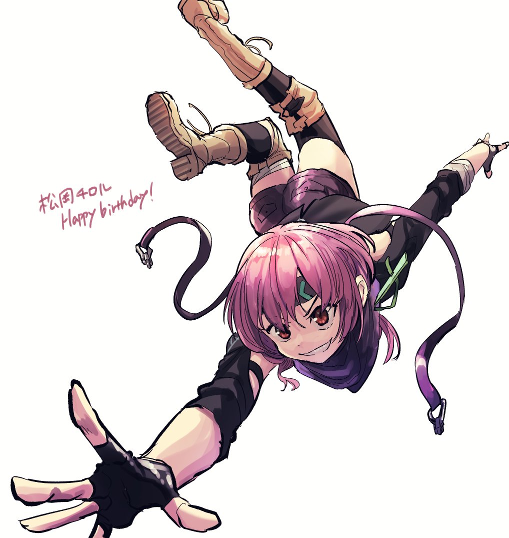 Safebooru - 1girl benbe birthday black cape black gloves black headband black leggings black ...