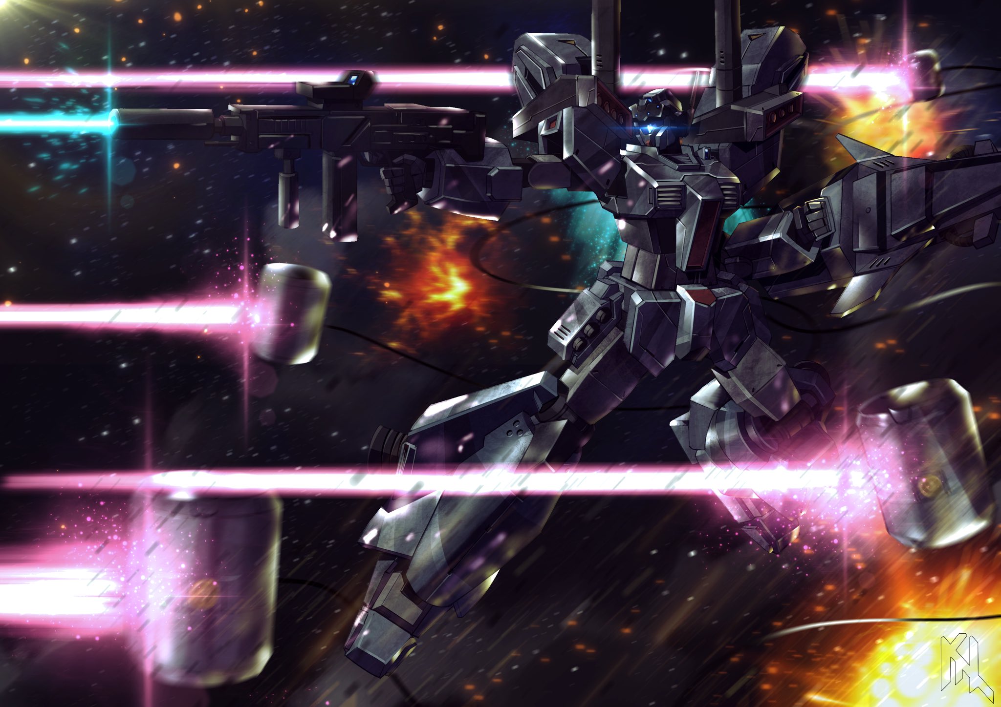 Safebooru - arm shield artist logo assault visor beam machinegun bit ...