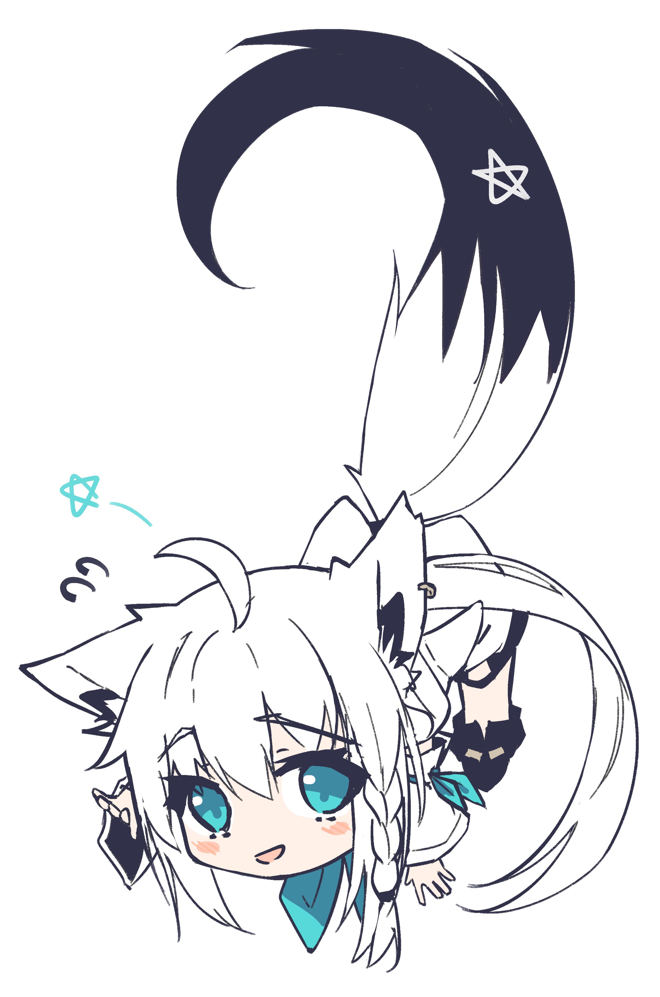 Safebooru - 1girl absurdres ahoge animal ear fluff animal ears aqua eyes black footwear black ...