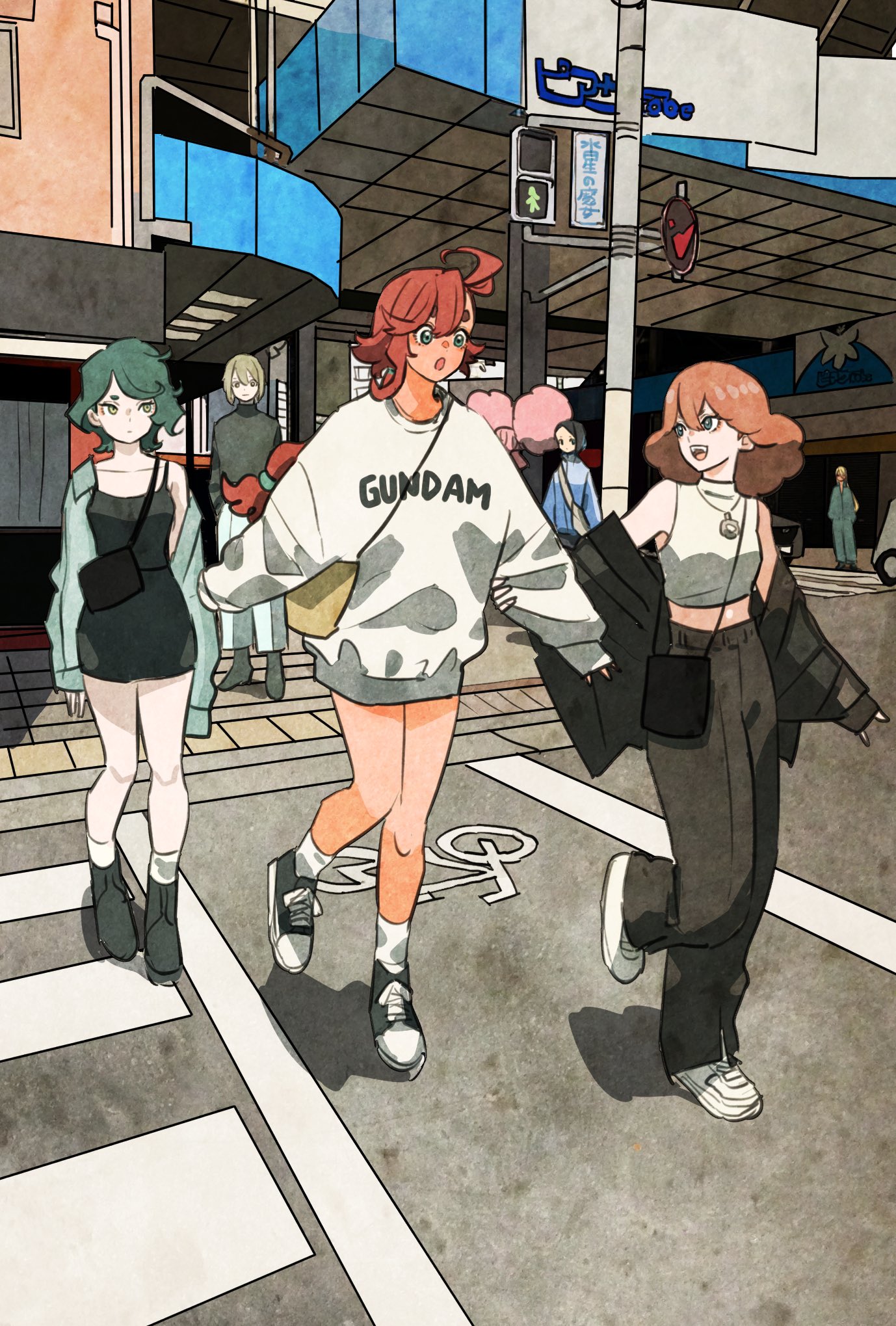 Safebooru 2boys 5girls Alternate Costume Alternate Universe Bag 3630