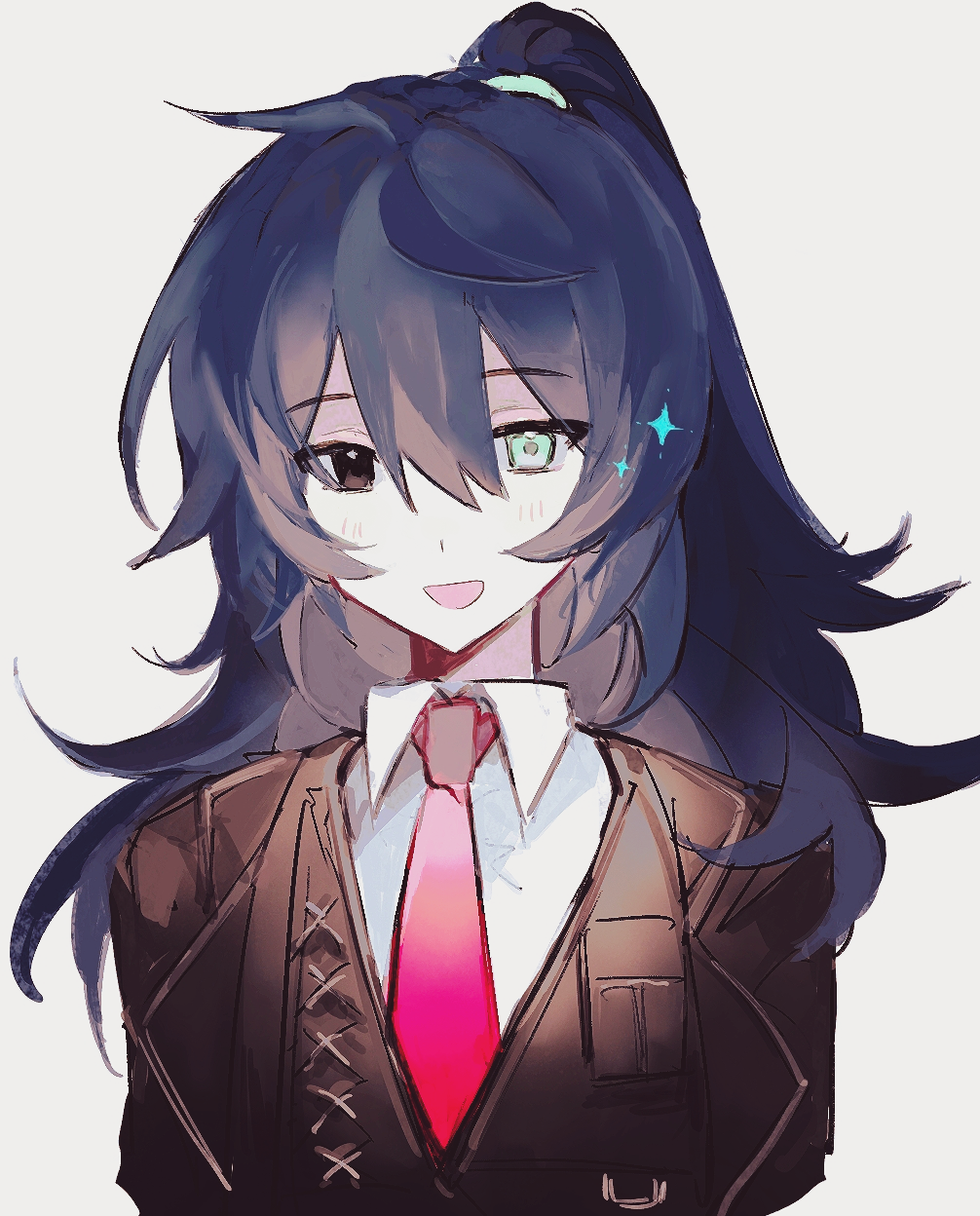 Safebooru - 1boy black eyes black jacket black vest blue hair chinese ...