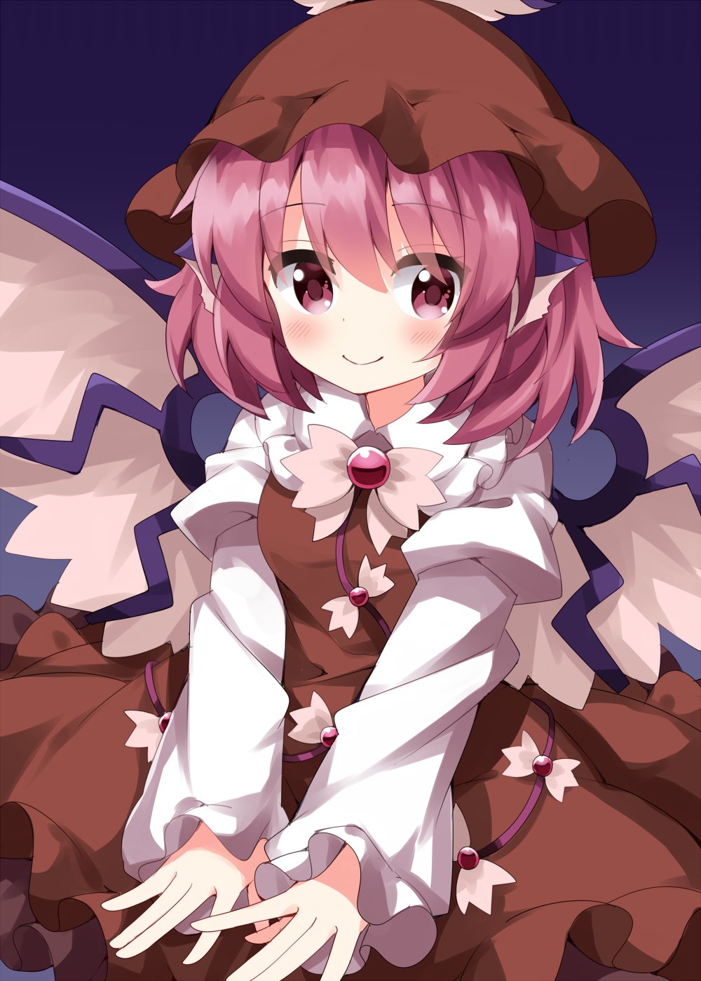 Safebooru - 1girl animal ears bird ears bird wings blush brown dress brown headwear closed mouth ...
