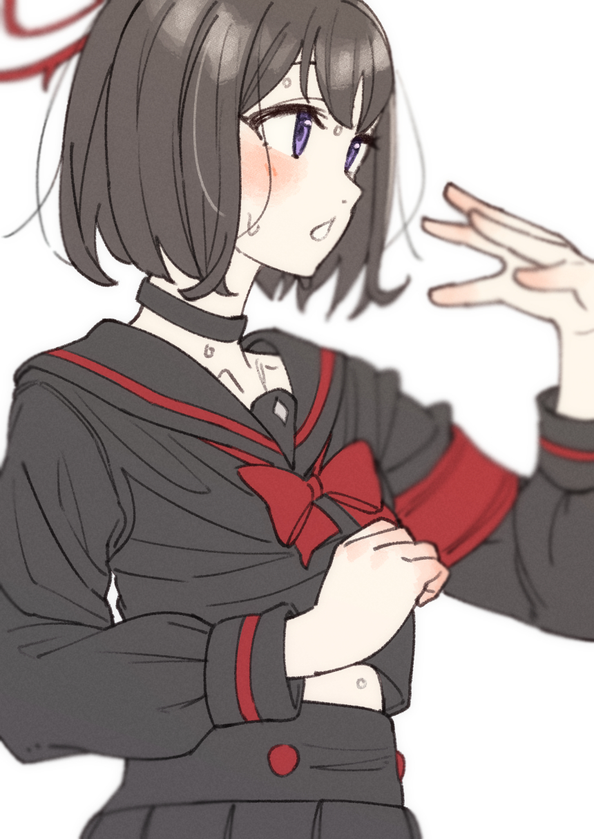 Safebooru - 1girl armband black choker black hair black sailor collar black shirt blue archive ...