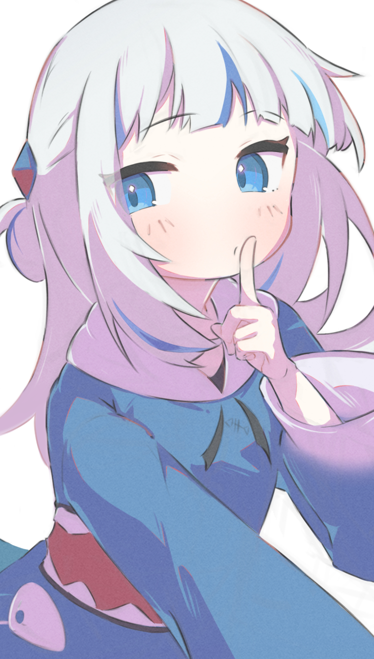 Safebooru - 1girl animal costume animal hood blue eyes blue hair blue ...