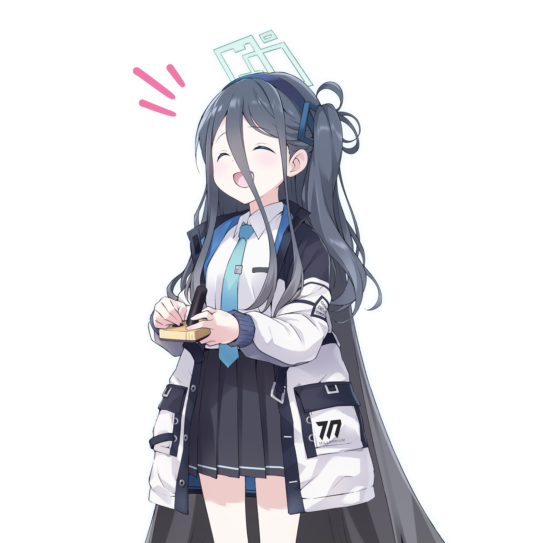 Safebooru - 1girl :d ^ ^ aris (blue archive) black jacket black skirt blue archive blue hairband ...