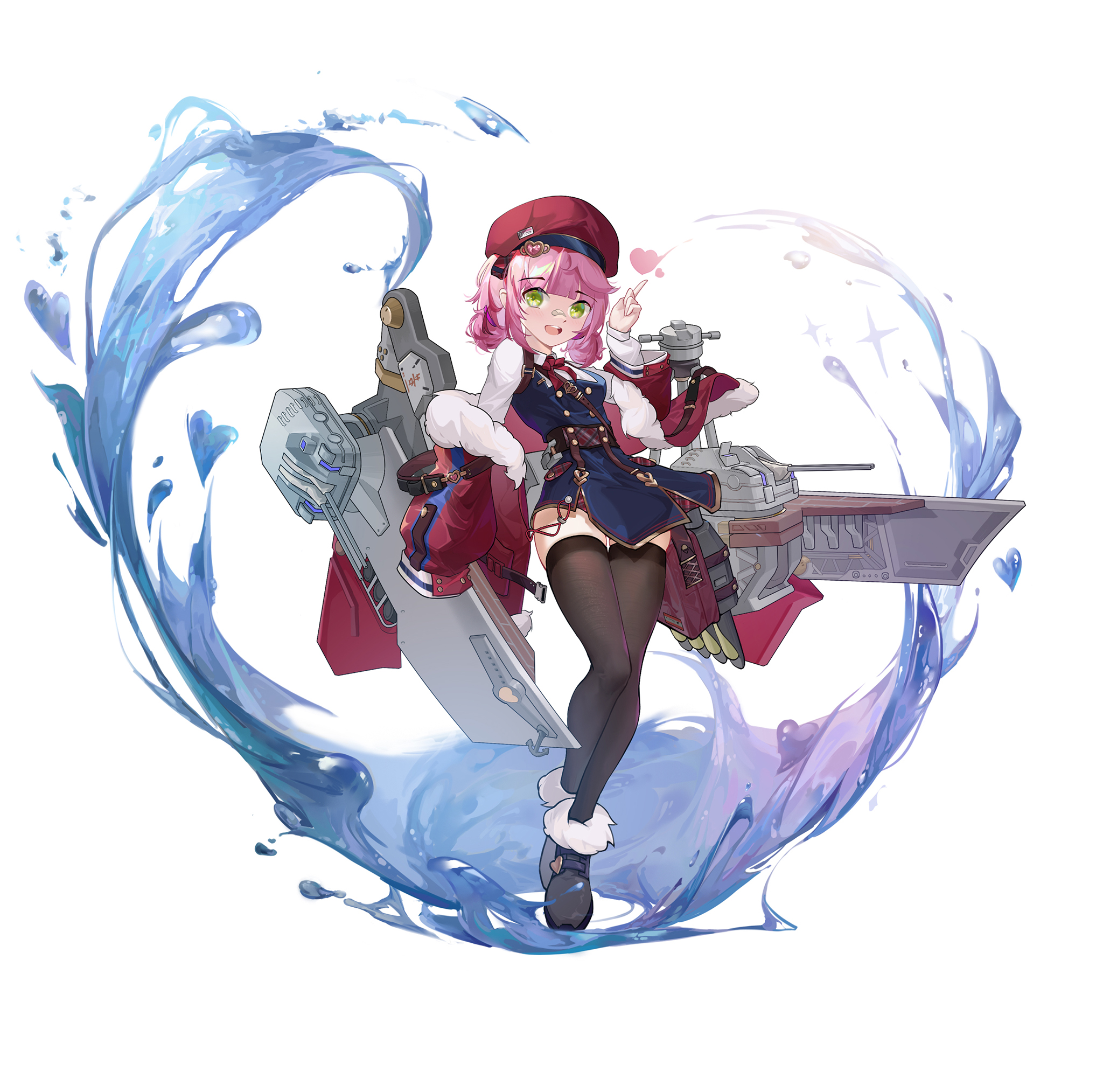 Safebooru - 1girl bandaid bandaid on face bandaid on nose belt beret black footwear black ...