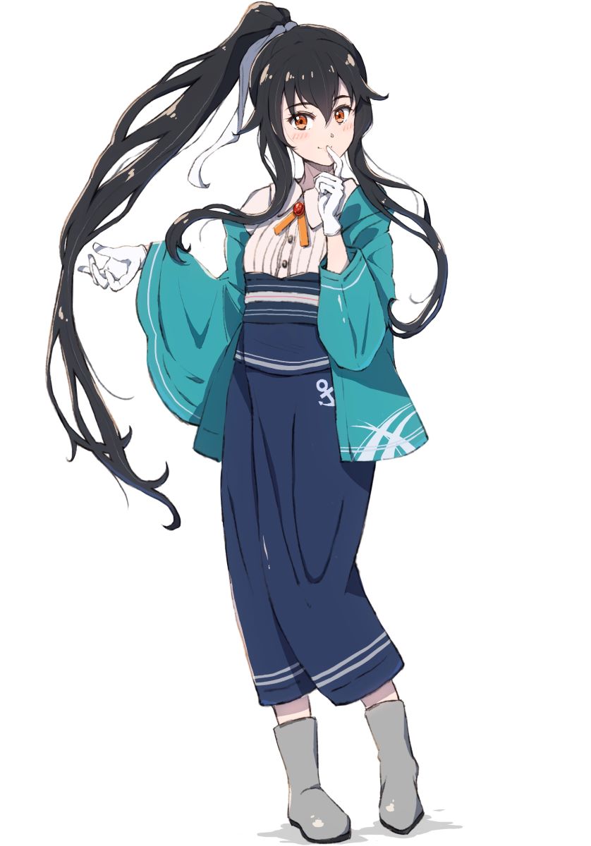 Safebooru - 1girl adapted costume alternate costume anchor symbol black hair full body gloves ...