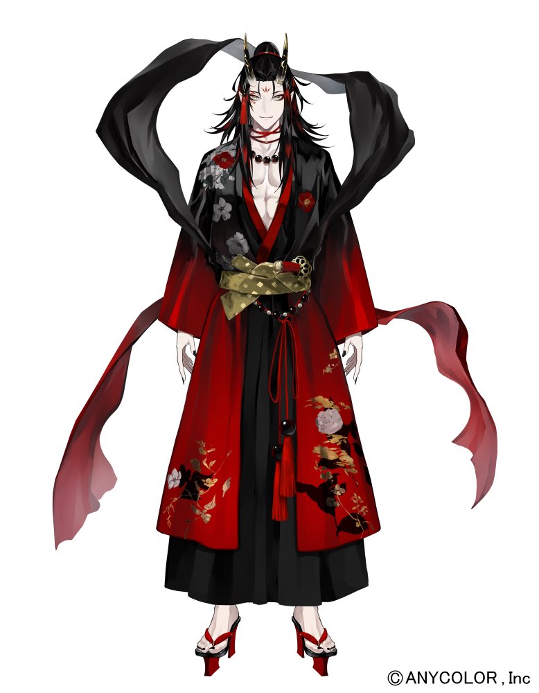 Safebooru - 1boy abs bead necklace beads black hair black kimono black ...