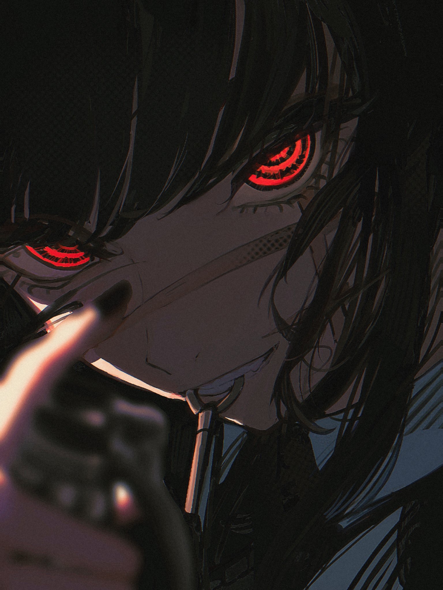 Safebooru - 1girl black hair blurry blurry foreground chainsaw man ...