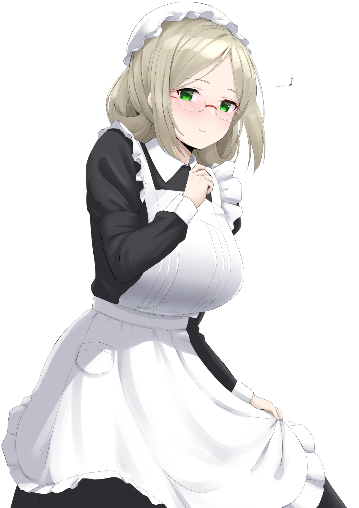 Safebooru - 1girl alternate costume apron black dress blush closed mouth dress eighth note ...