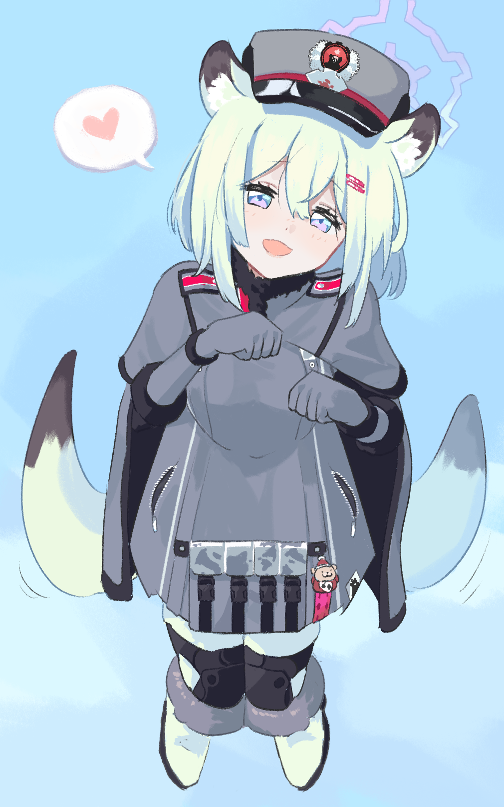 Safebooru - 1girl :d animal ears blue archive blue background cape ...