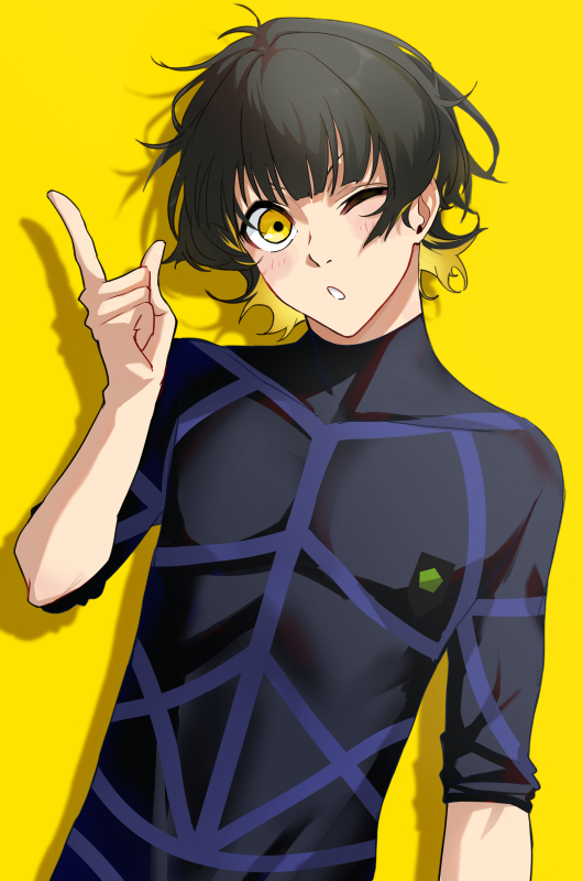 Safebooru - 1boy bachira meguru black bodysuit black hair blonde hair blue lock bodysuit cowboy ...