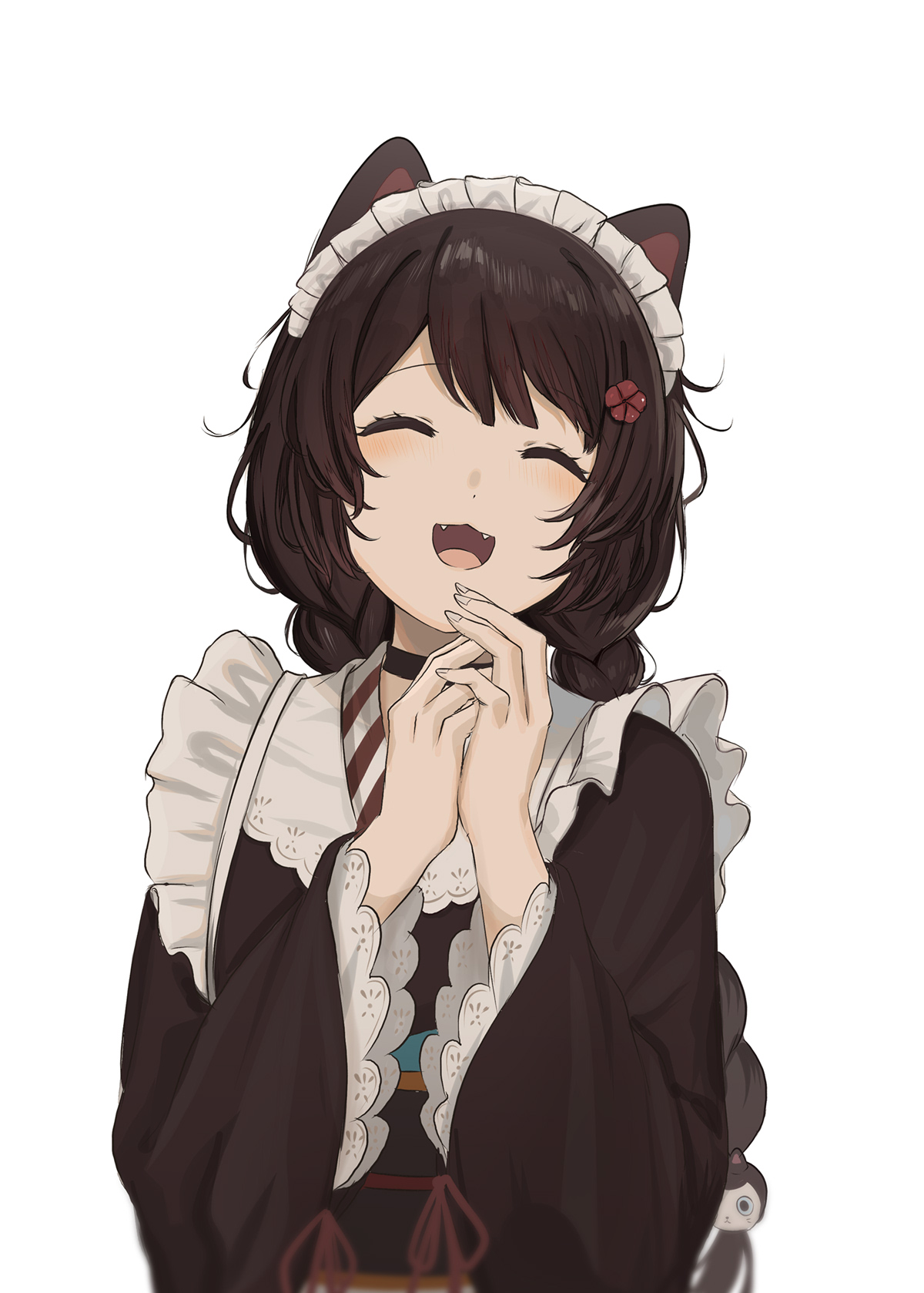 Safebooru - 1girl :d animal ears brown kimono closed eyes dog ears ...