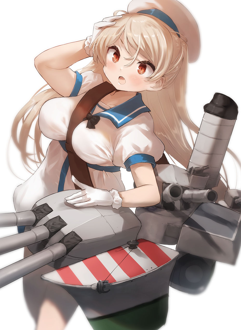 Safebooru - 1girl blonde hair blush brown eyes conte di cavour (kancolle) dress gloves hat ...