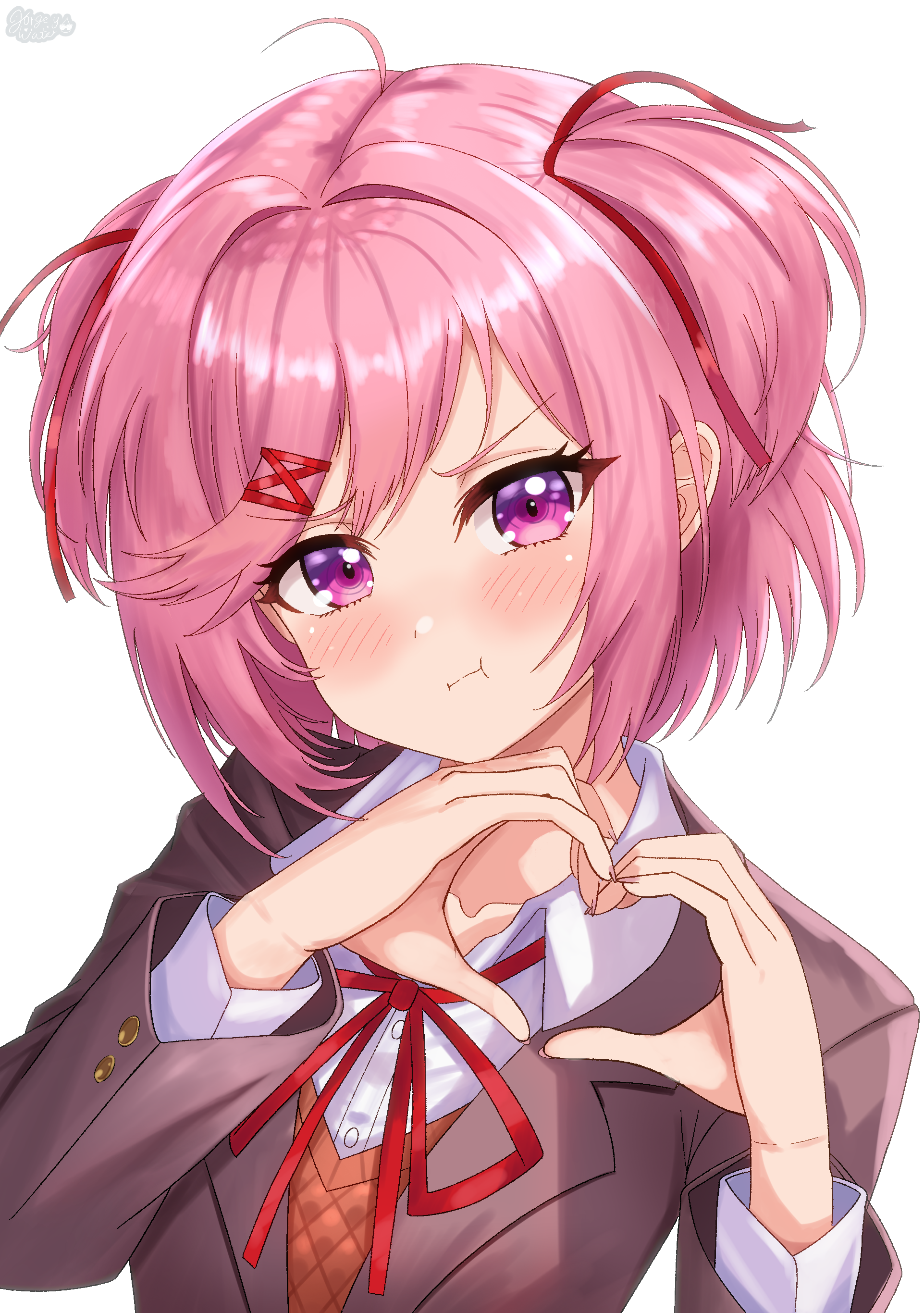 Safebooru - 1girl :i absurdres ahoge artist logo artist name blazer ...