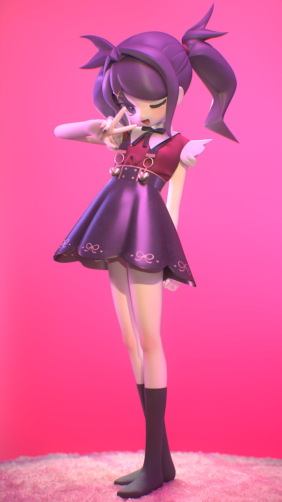 Safebooru - 1girl 3d ame-chan (needy girl overdose) black eyes black hair black nails black ...