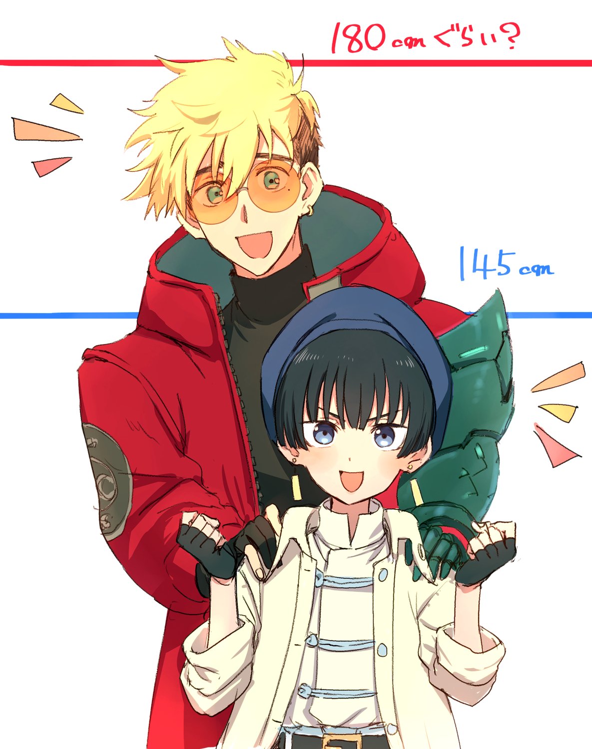 Safebooru - 1boy 1girl belt black belt black gloves blonde hair blue eyes earrings fingerless ...