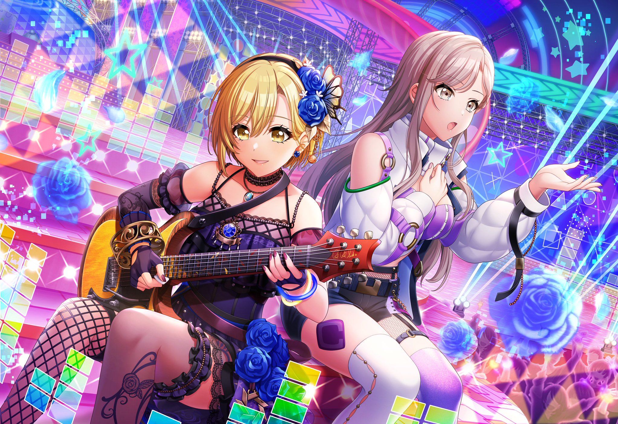 Safebooru - blonde hair d4dj dress guitar short hair tendou hayate tsukimiyama nagisa yellow ...