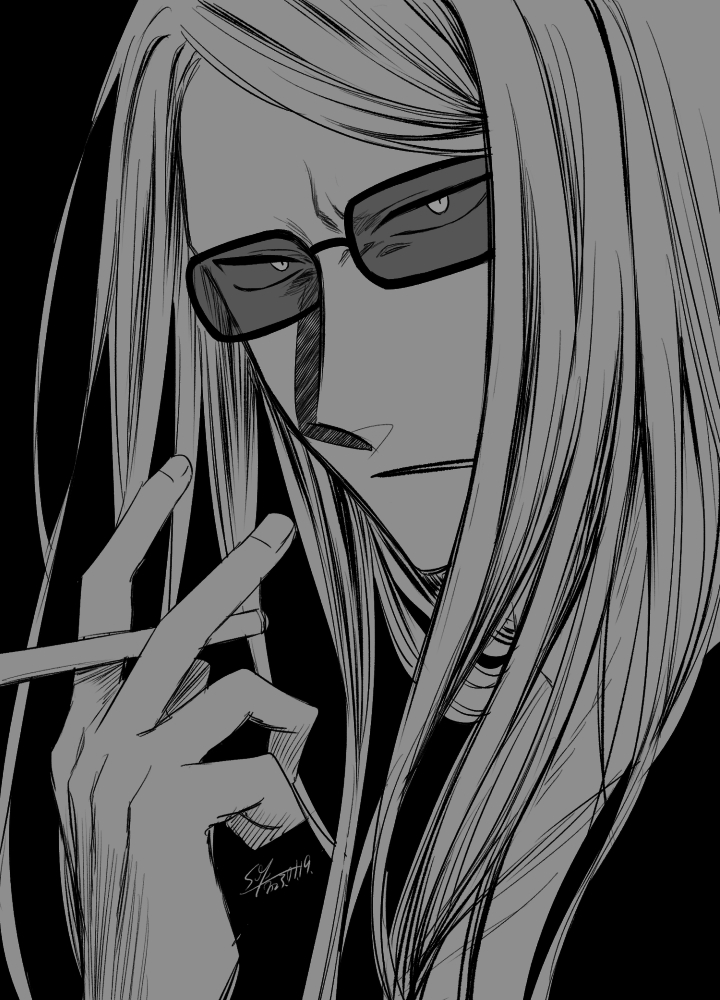 Safebooru - 1boy black background black jacket blonde hair cigarette fate/grand order fate ...