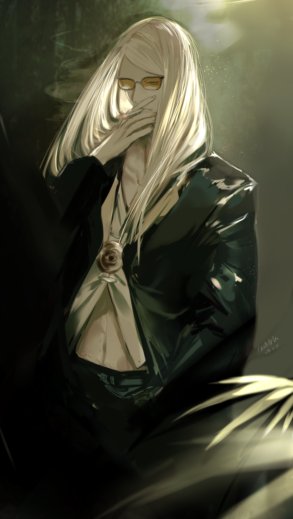 Safebooru - 1boy black jacket black pants blonde hair cigarette fate/grand order fate (series ...