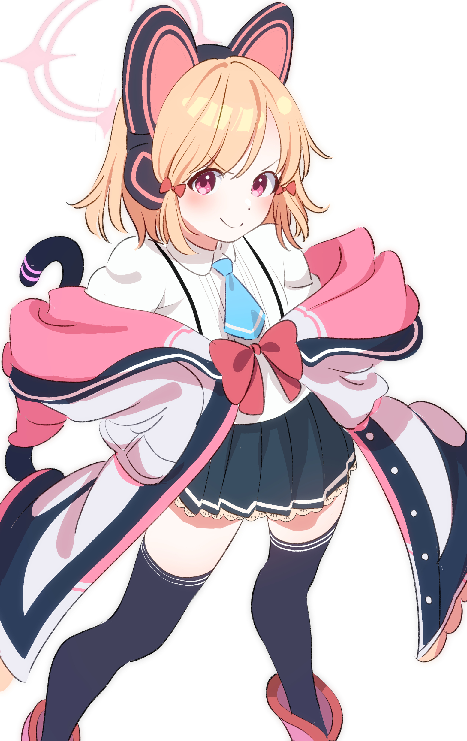 Safebooru - 1girl absurdres animal ear headphones animal ears bazz000033 black skirt black ...