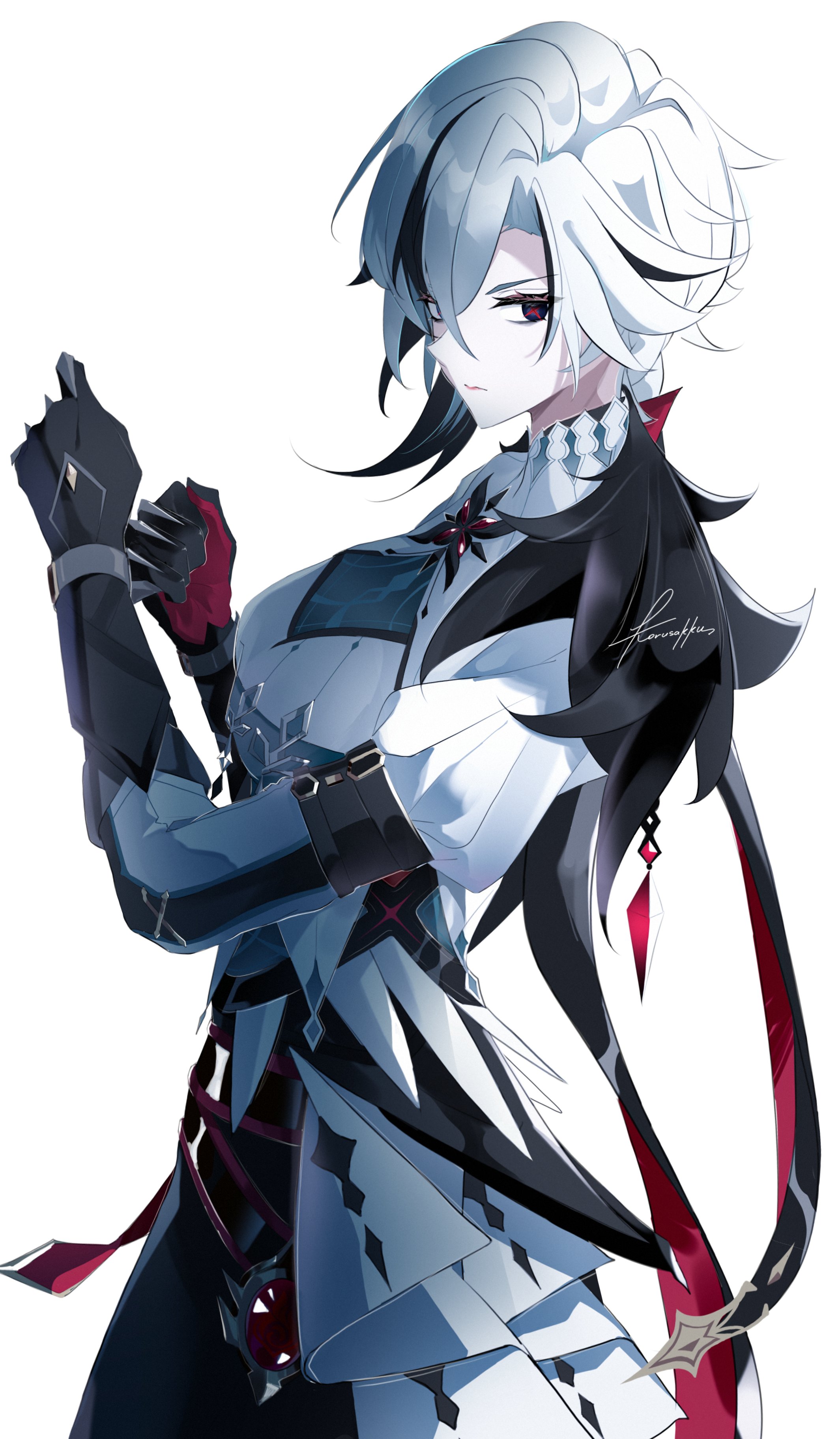 Safebooru - 1girl absurdres arlecchino (genshin impact) belt black eyes black gloves black hair ...