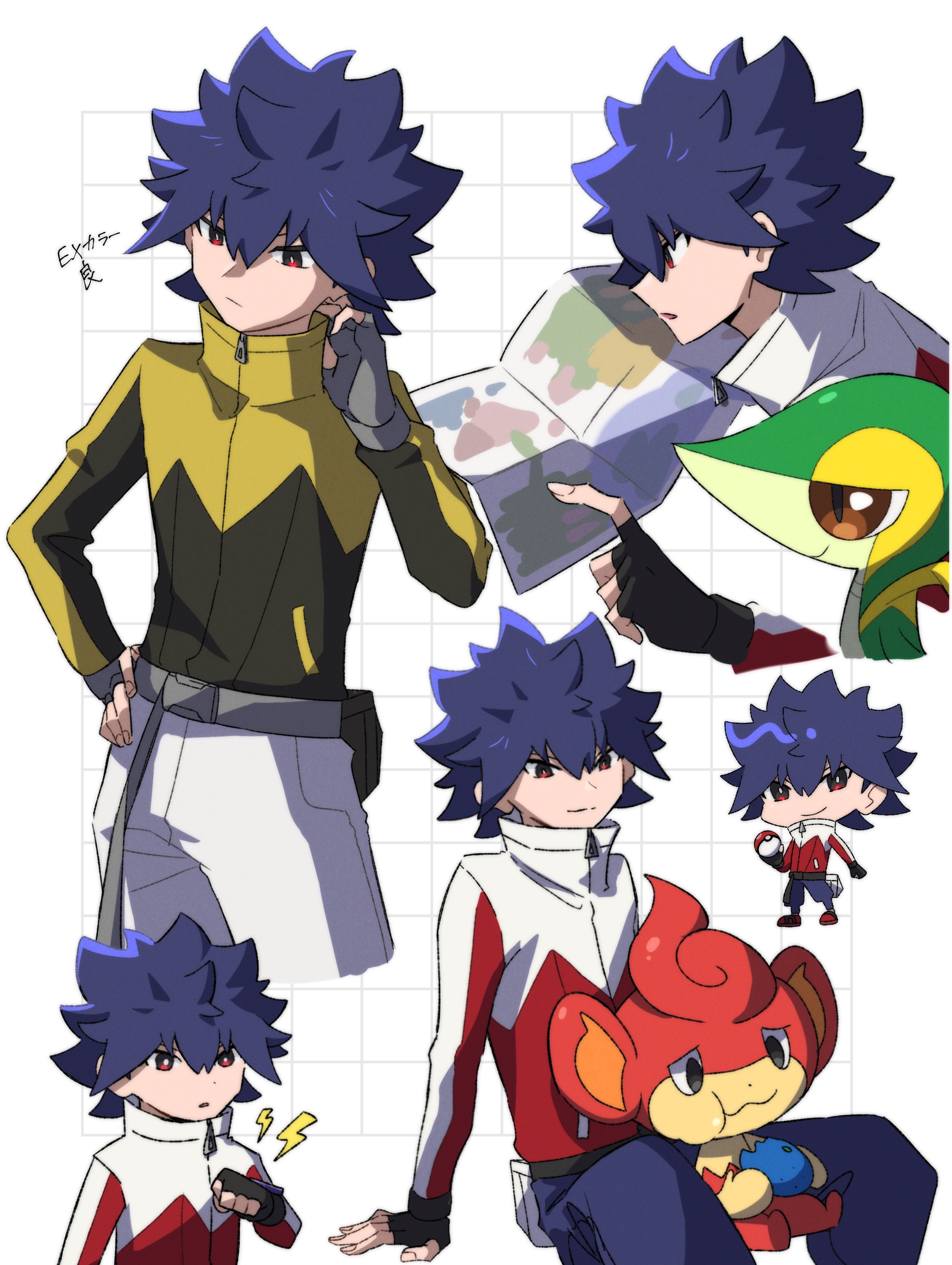 Safebooru - 1boy :t absurdres alternate color berry (pokemon) black gloves black hair bright ...