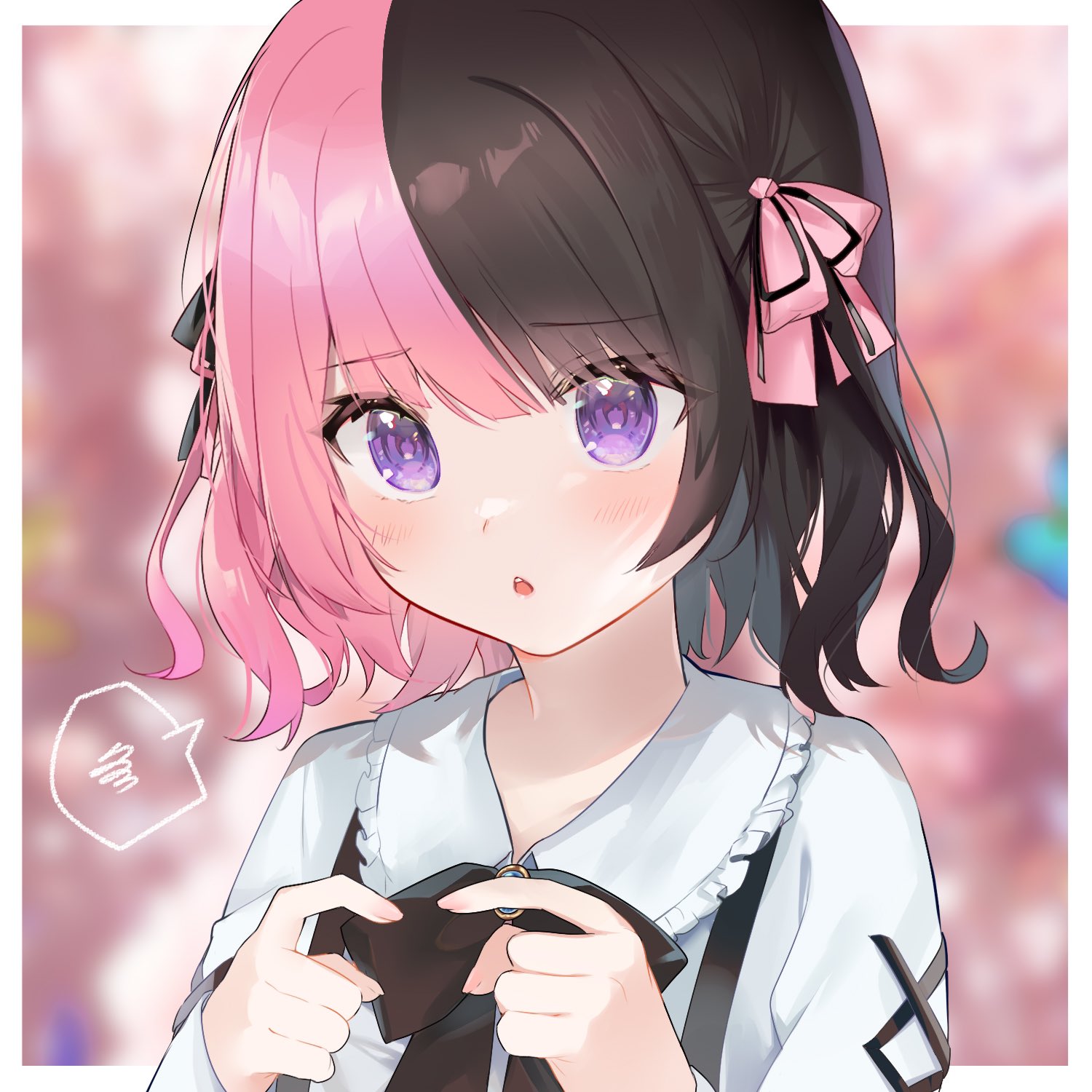 Safebooru - 1girl black bow black bowtie black hair blush bow bowtie collar frilled collar ...