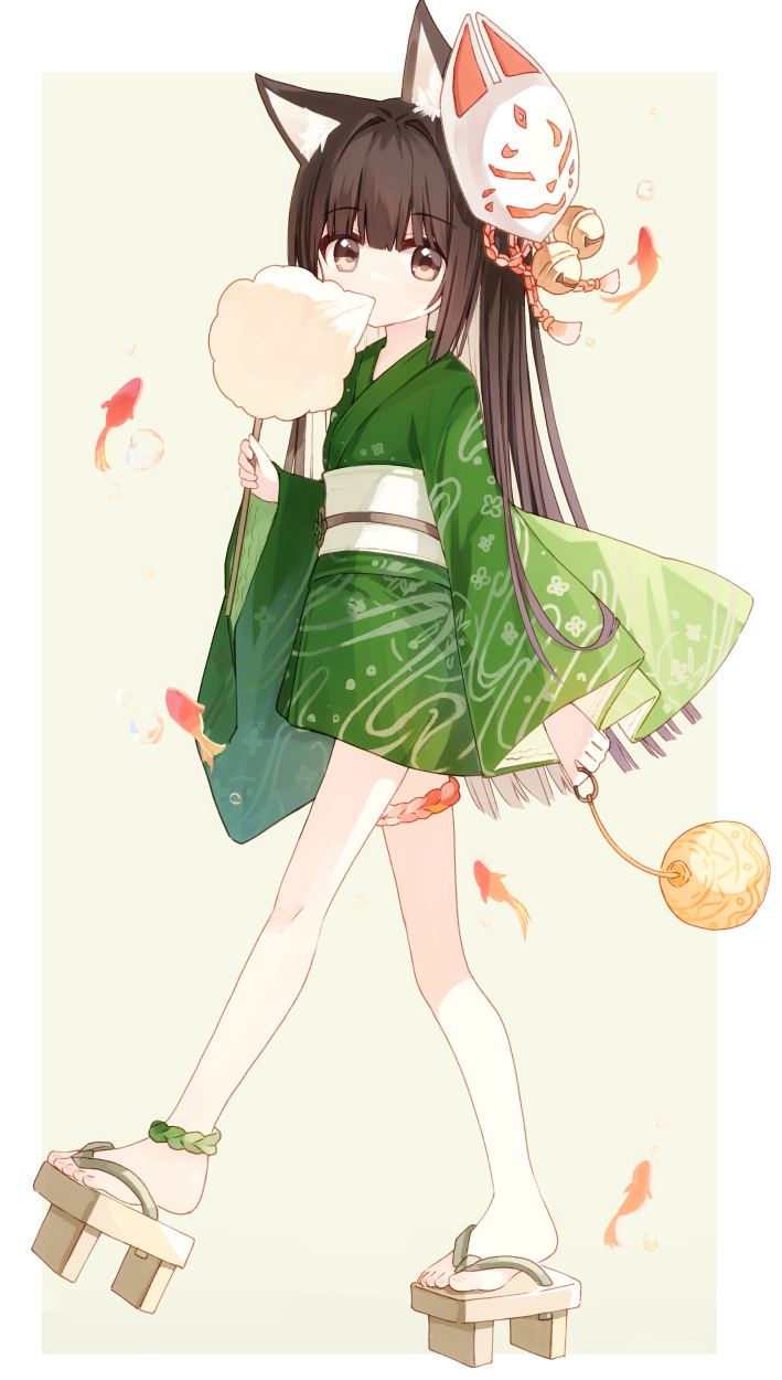 Safebooru - 1girl animal animal ear fluff animal ears bell black hair blush brown eyes brown ...