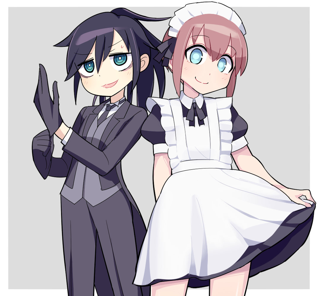 Safebooru - 1boy 1girl black hair blue eyes brown hair butler ...