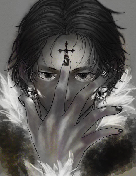 Safebooru - 1boy black eyes black hair black nails chrollo lucilfer ...