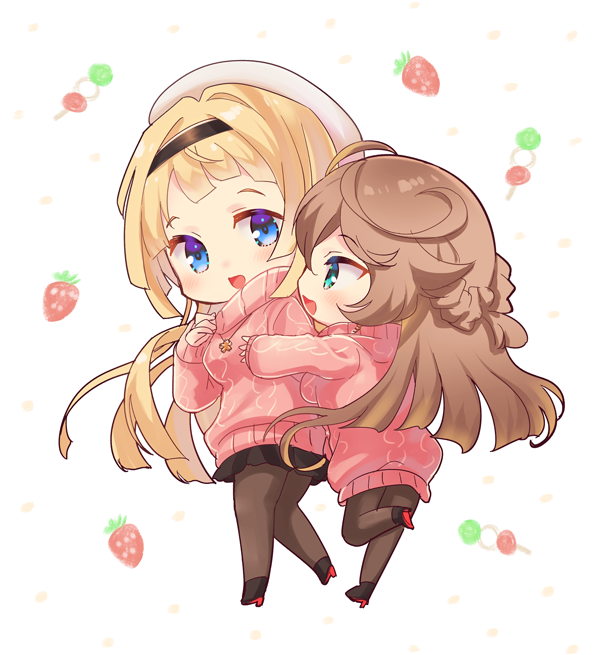 Safebooru - 2girls ahoge beret black hairband black pantyhose black ...