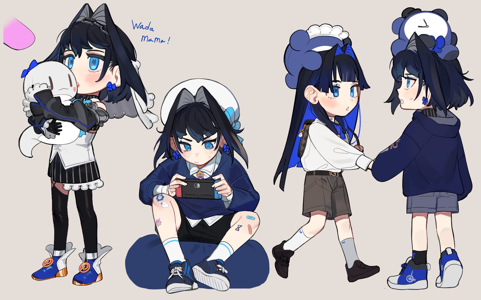 Safebooru - ! 1girl aged down blue eyes blue hair boros (ouro kronii ...