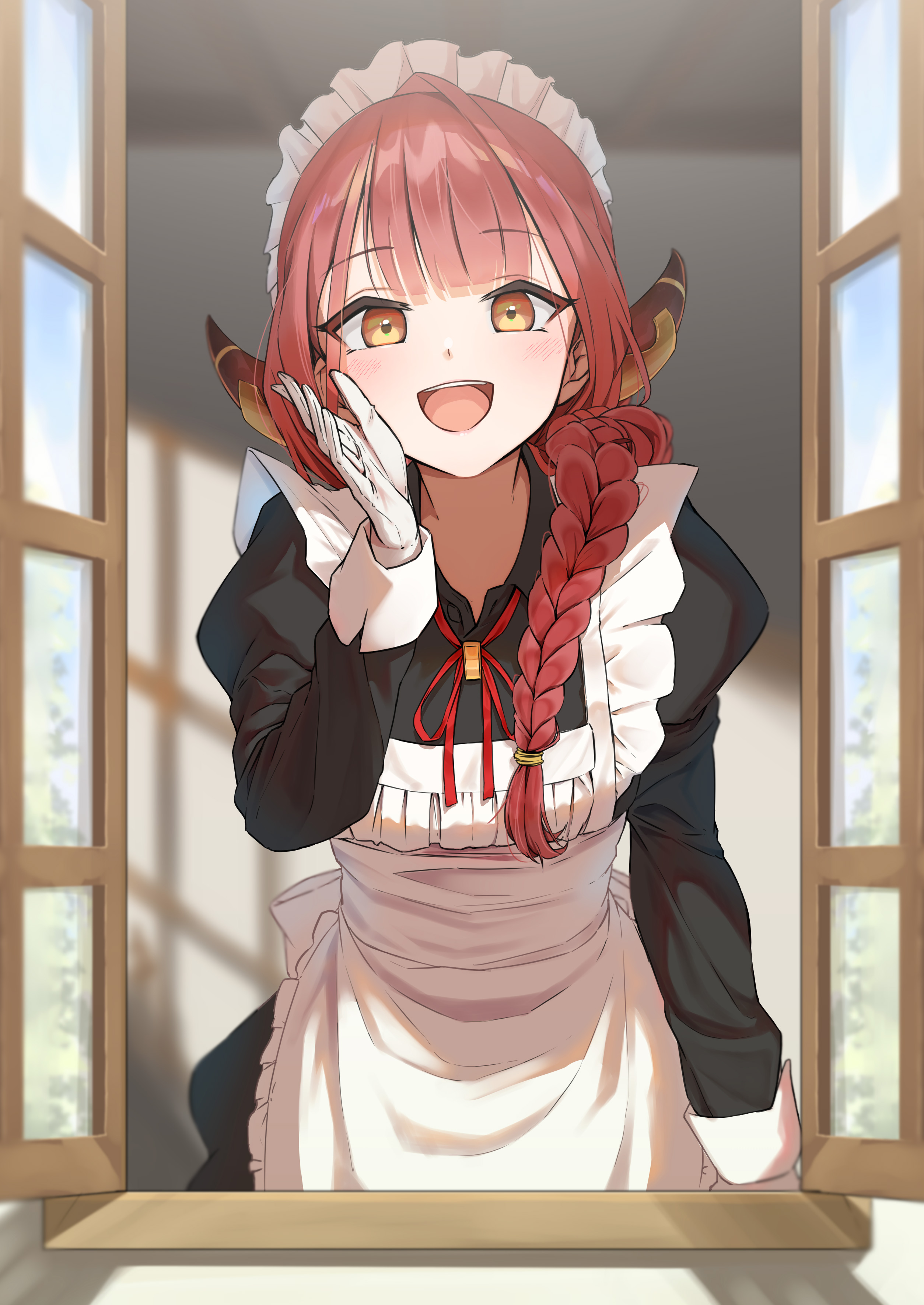 Safebooru - 1girl absurdres alternate costume alternate hairstyle apron aru (blue archive) black ...