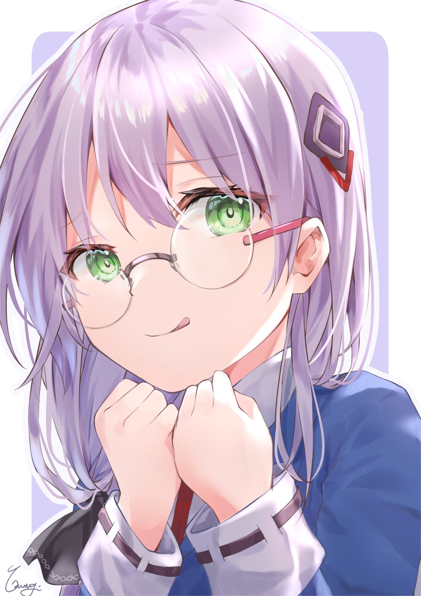 Safebooru - 1girl ;q ascii art blue jacket green eyes heaven burns red ...