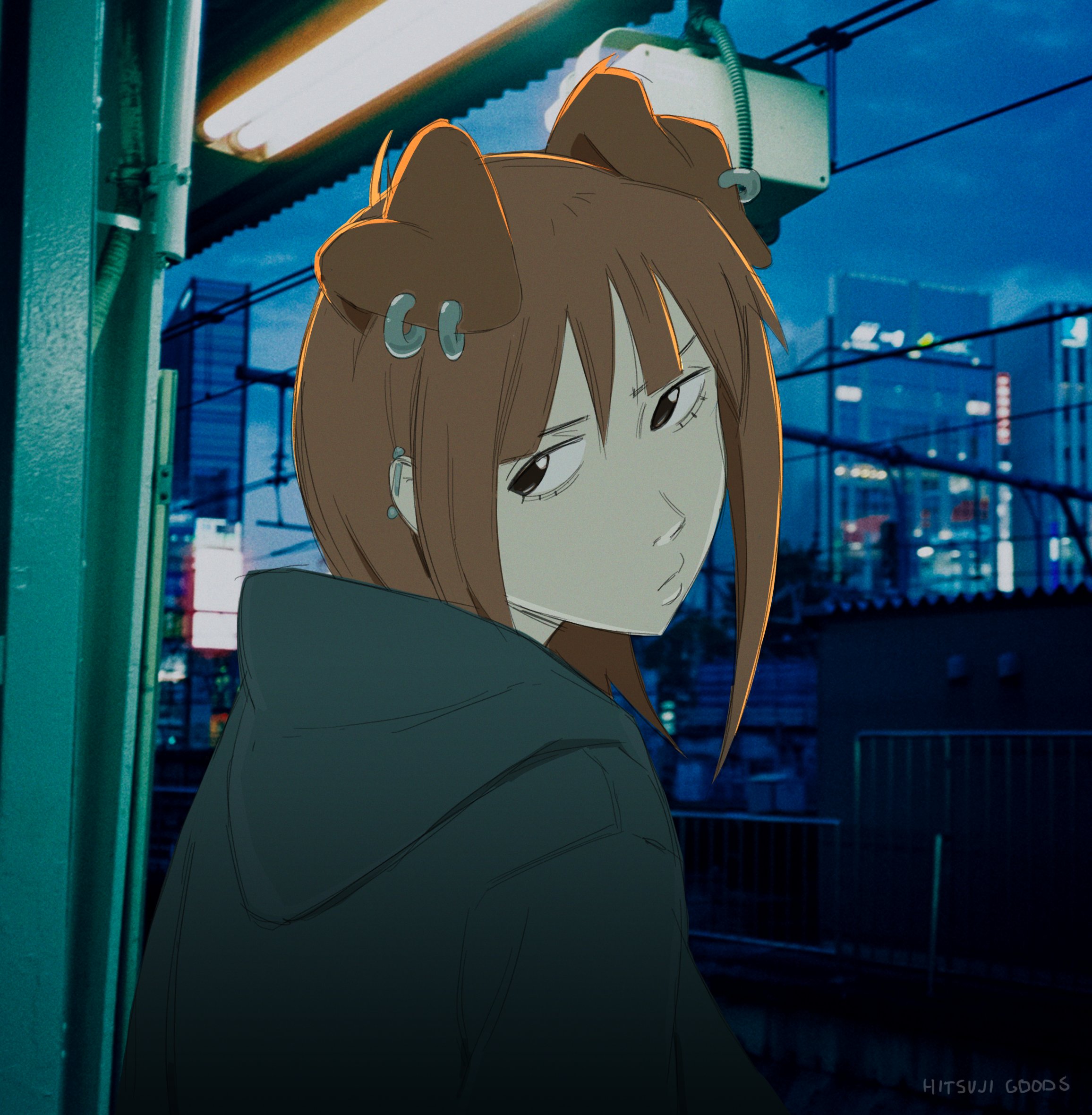 Safebooru - 1girl animal ears artist name barbell piercing black eyes ...