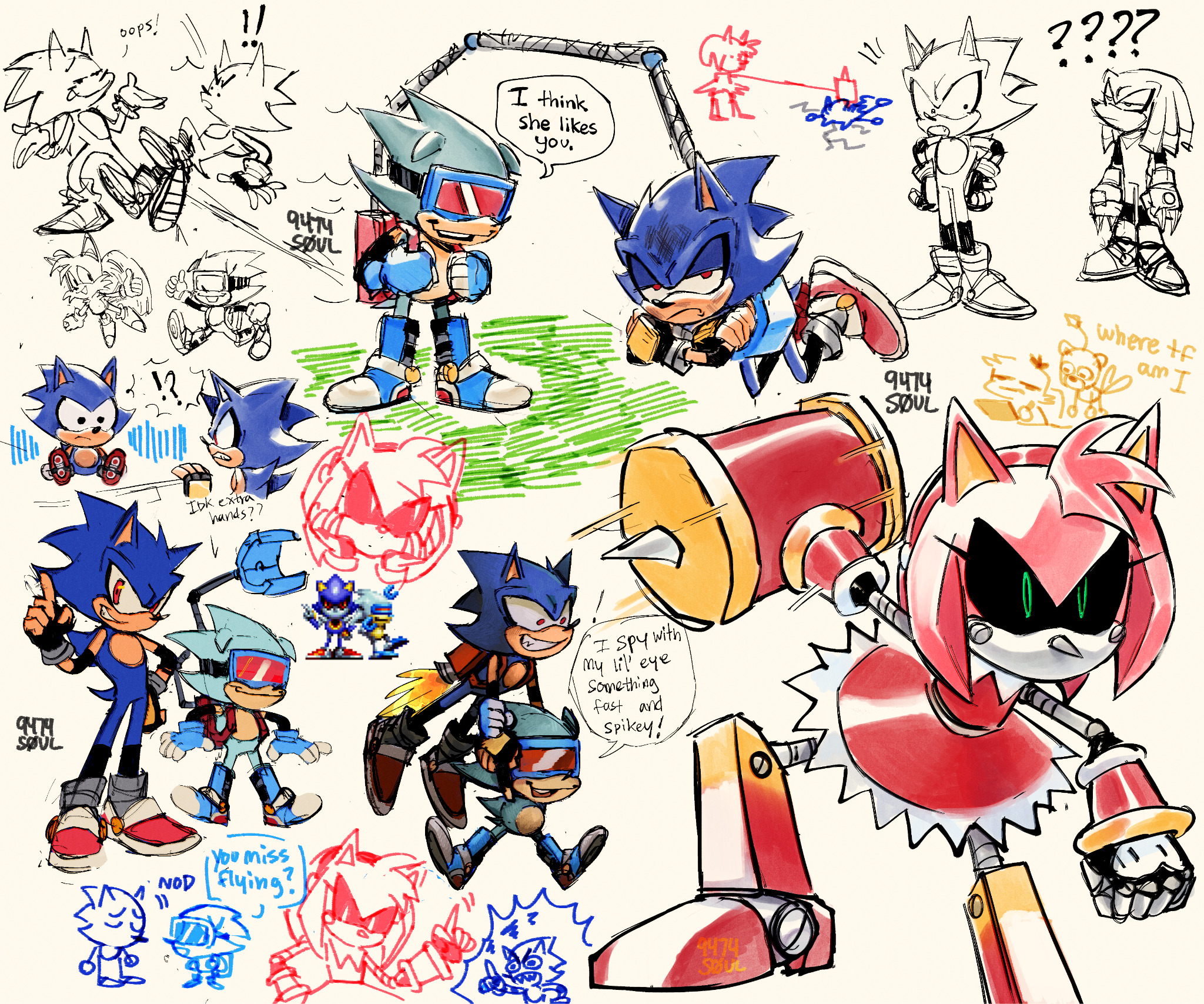 Safebooru - ! !! !? 1girl 5boys 9474s0ul ? ?? alternate universe amy rose animal ears animal ...