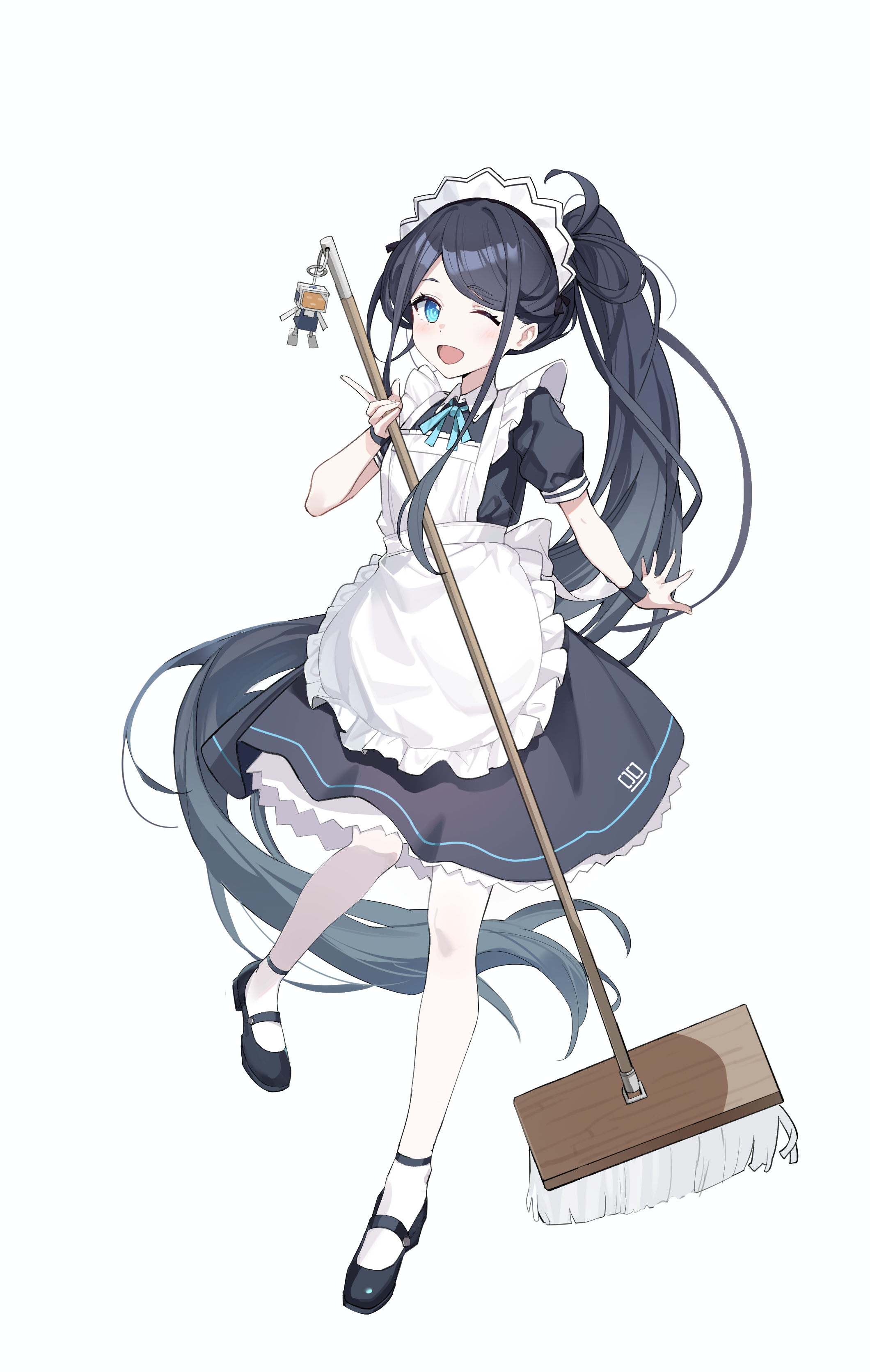 Safebooru - (robot) (blue archive) 1girl ;d absurdly long hair absurdres apron aris (blue ...