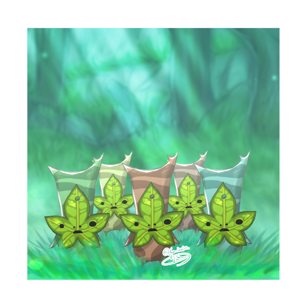 Safebooru - border day forest grass highres korok looking at viewer lu ...