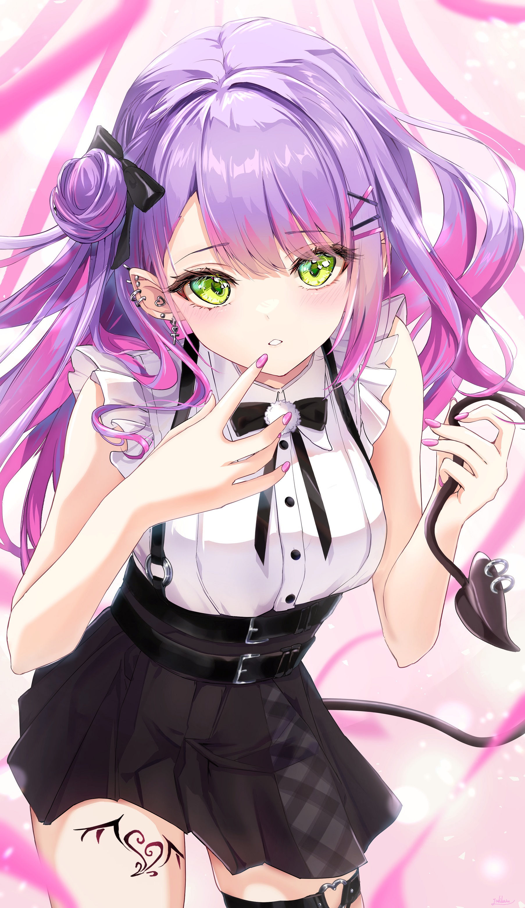 Safebooru - 1girl absurdres black bow black bowtie black skirt blush bow bowtie cable knit ...