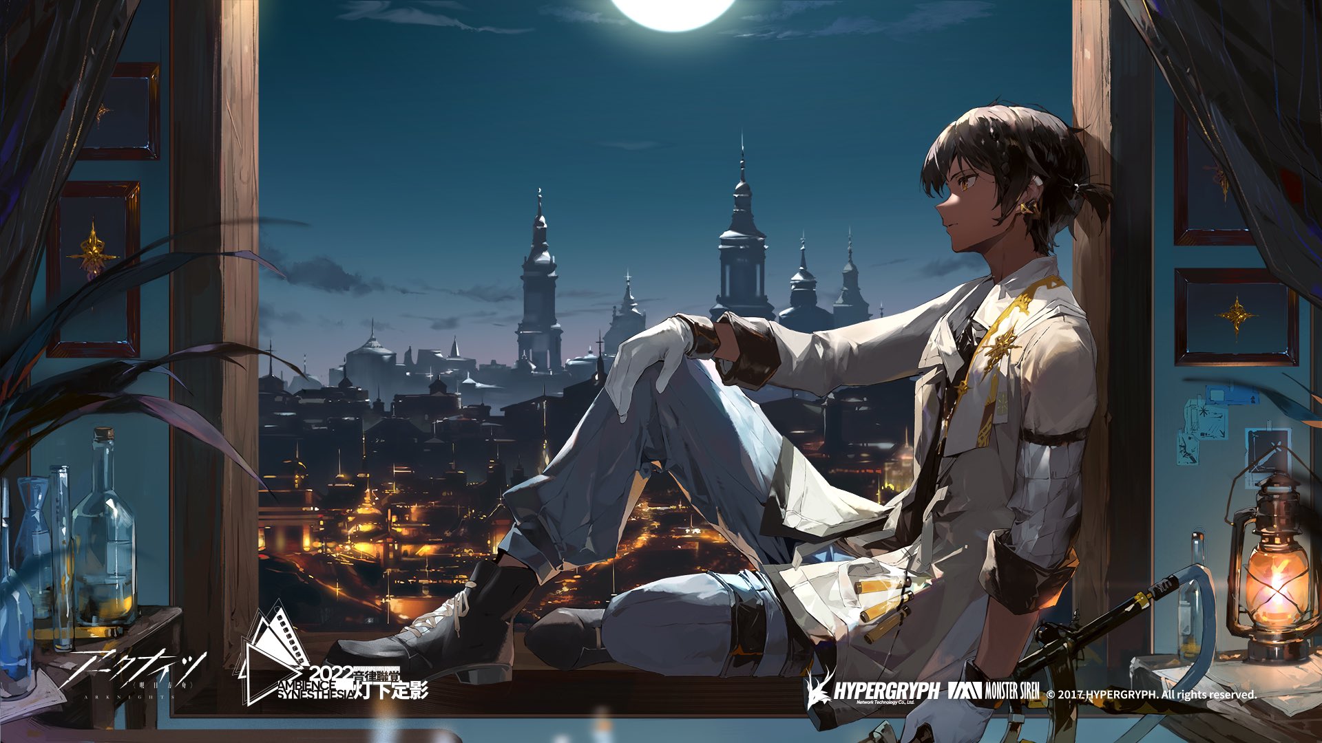 Safebooru - 1boy arknights asymmetrical sleeves black footwear black hair black shirt blue pants ...