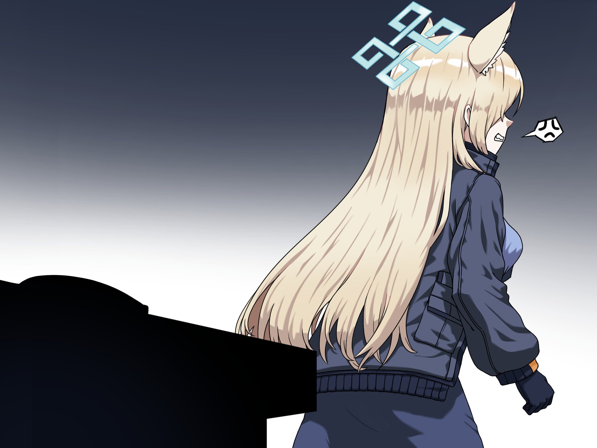 Safebooru - 1girl anger vein animal ear fluff animal ears black giraffe blue archive commentary ...