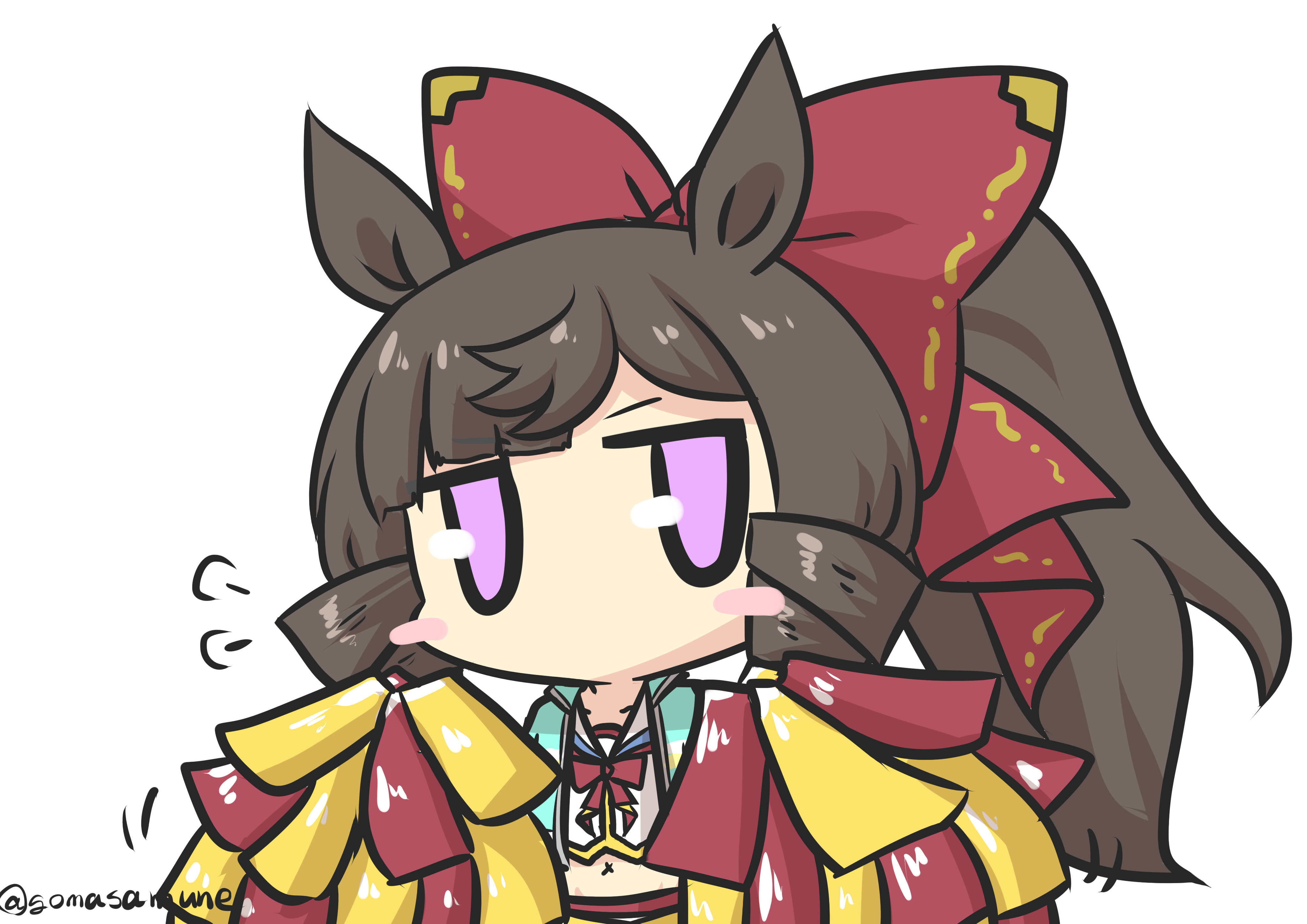 Safebooru - absurdres alternate costume animal ears black hair blush stickers bow chibi daiichi ...