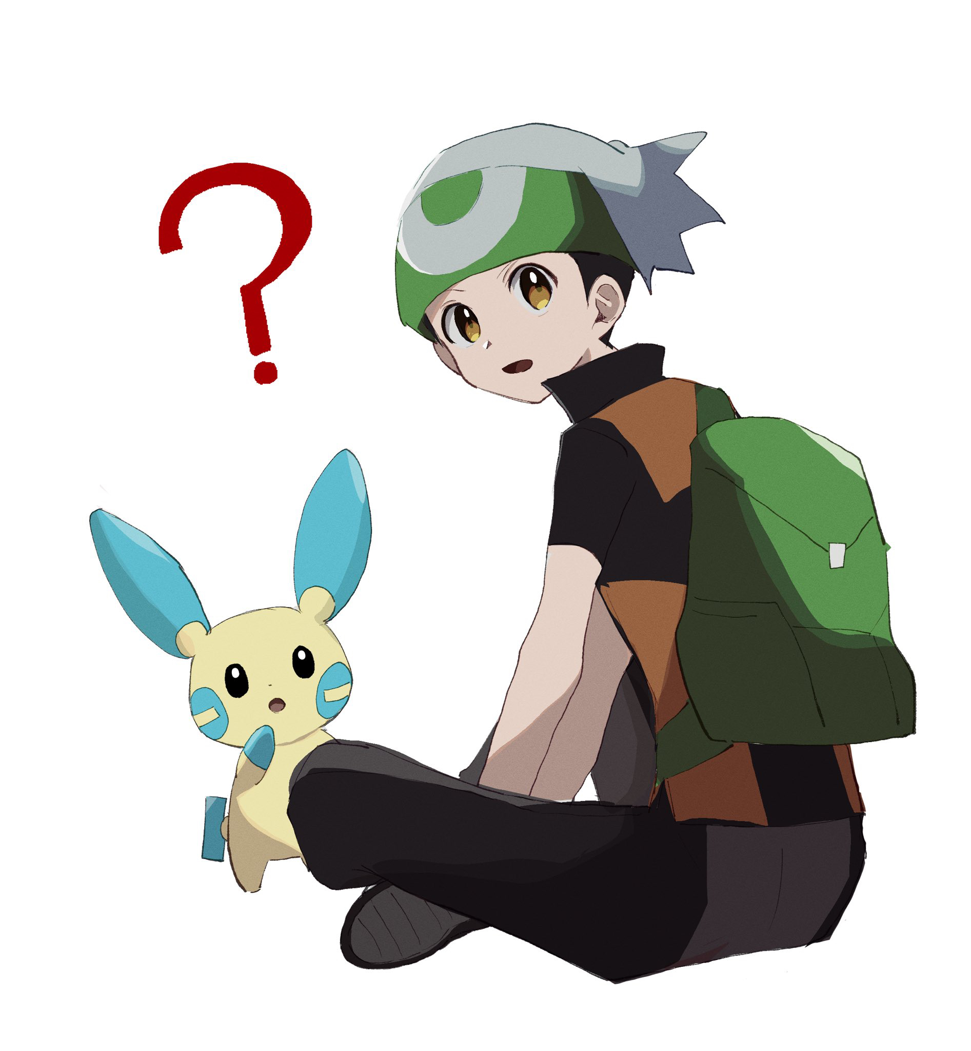 Safebooru - 1boy ? backpack bag beanie brendan (pokemon) brown eyes ...