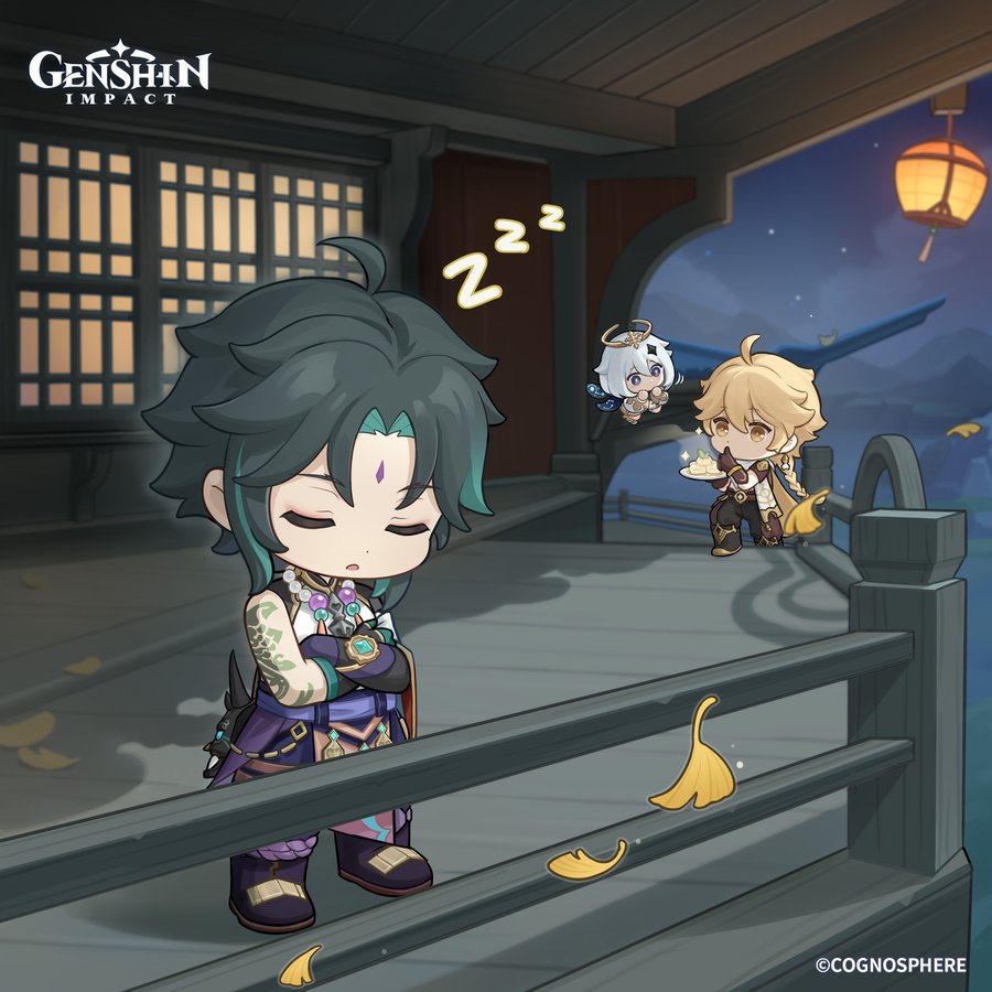 Safebooru - aether (genshin impact) chibi closed eyes cute falling ...