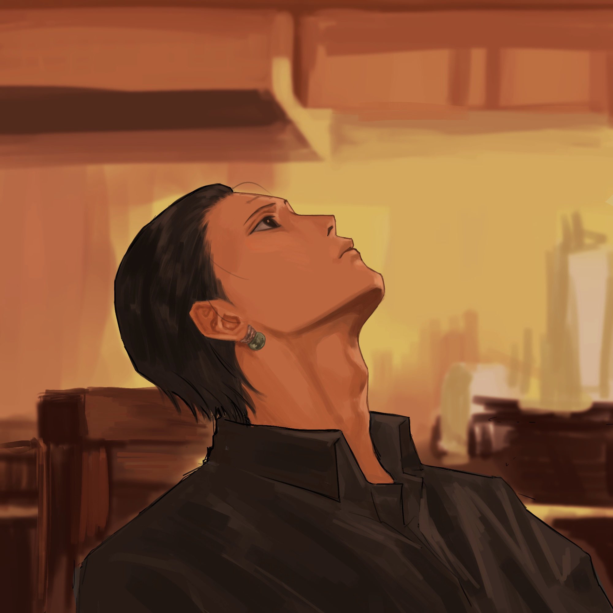 Safebooru - 1boy black eyes black hair black shirt chrollo lucilfer ...