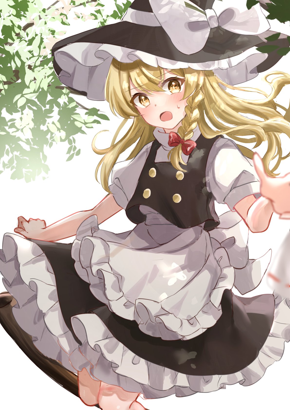 Safebooru - 1girl apron black dress black headwear blonde hair bow braid dress hair bow hat ...