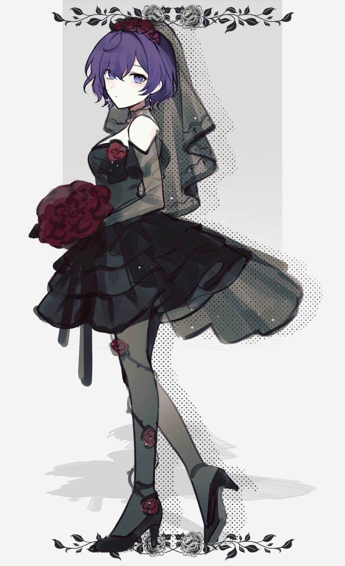 Safebooru - 1girl asahina mafuyu bare shoulders black dress black footwear black gloves black ...