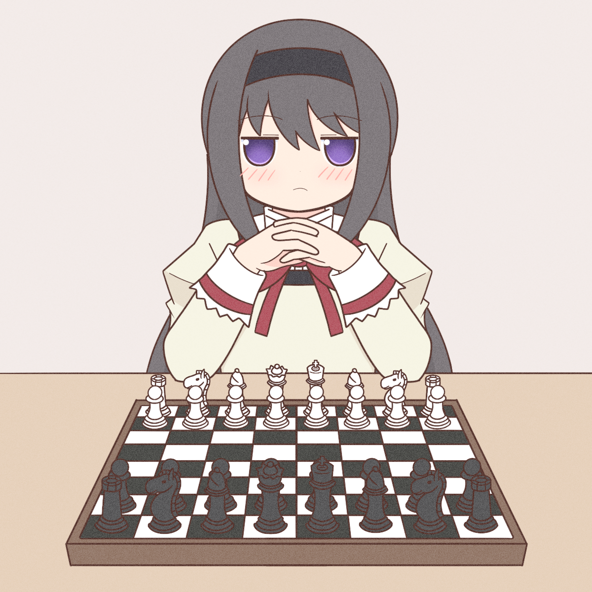 Safebooru - 1girl akemi homura bishop (chess) black hair blush chess ...