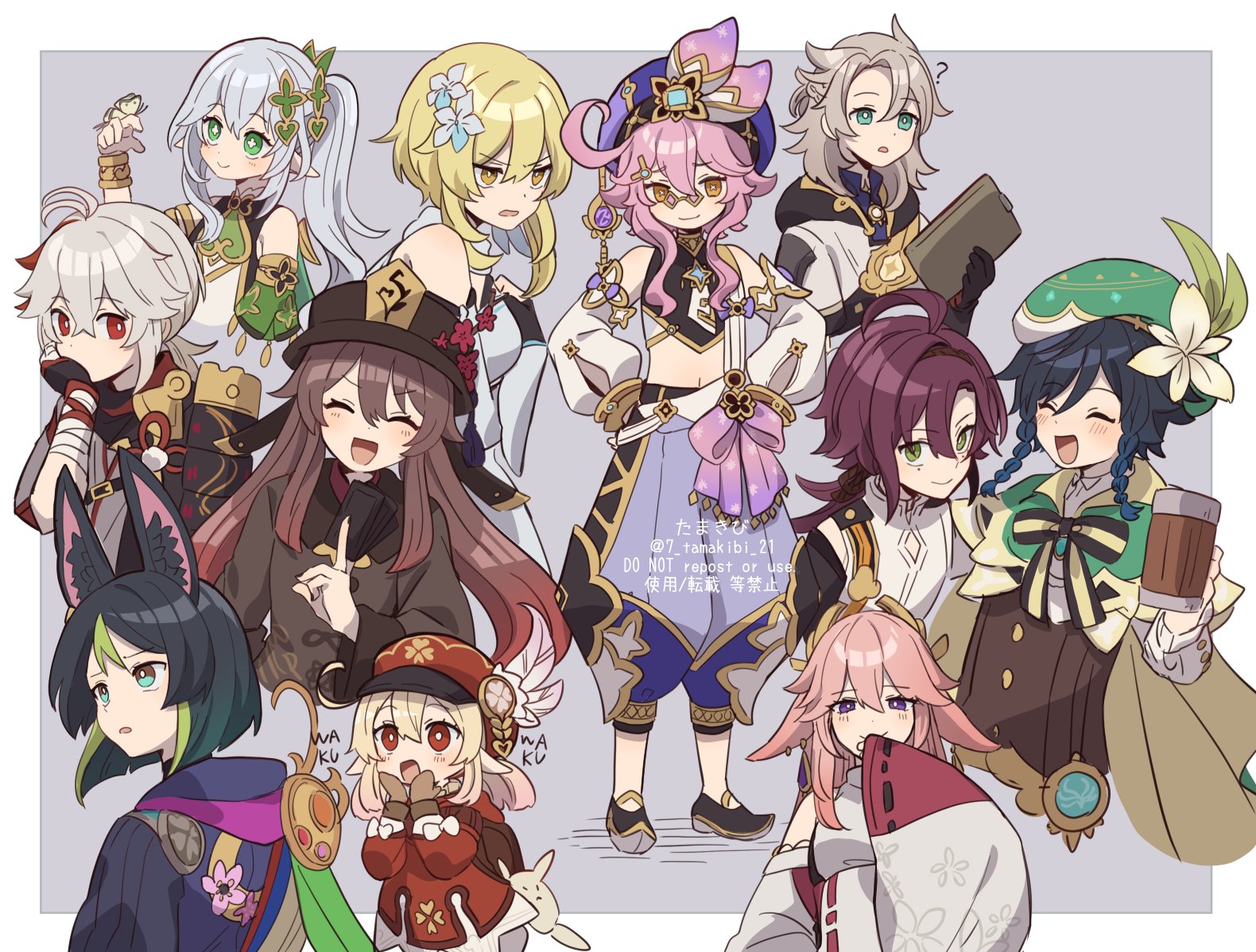 Safebooru - 5boys 6+girls ahoge albedo (genshin impact) animal ears beret black gloves blonde ...